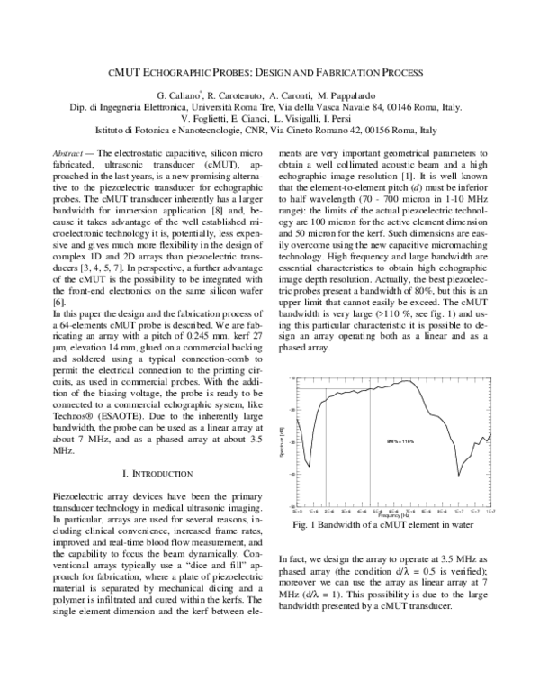 (PDF) cMUT echographic probes: design and fabrication process