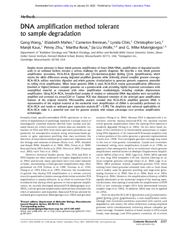(PDF) DNA amplification method tolerant to sample degradation