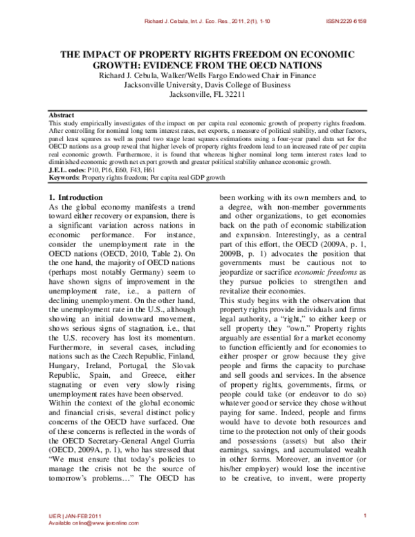 (PDF) The Impact of Property Rights Freedom on Economic Growth ...