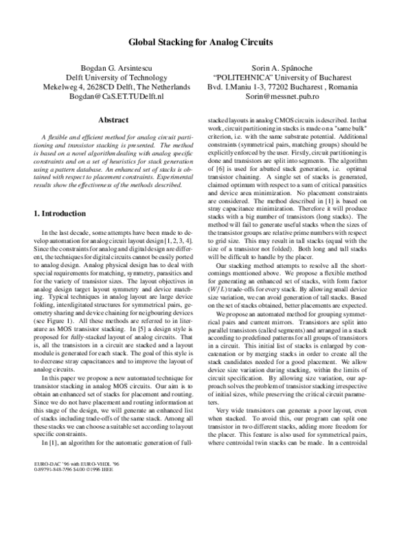 (PDF) Global stacking for analog circuits
