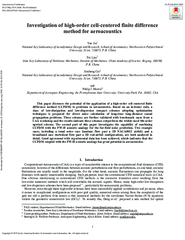 Pdf Investigation Of High Order Cell Centered Finite Difference Method For Aeroacoustics