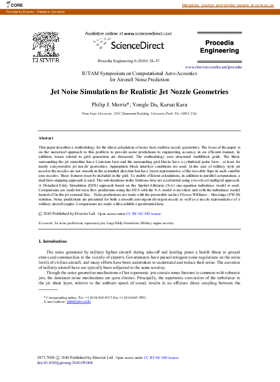 (PDF) Jet Noise Simulations for Realistic Jet Nozzle Geometries