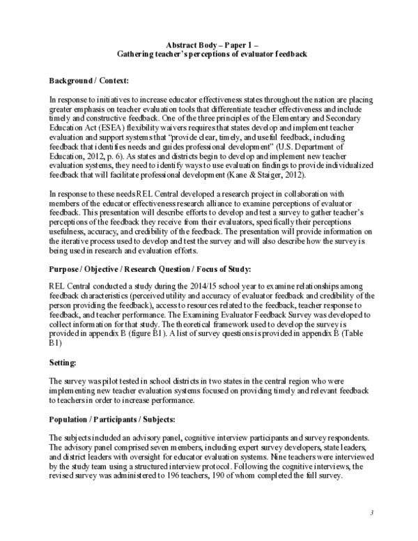 Pdf Gathering Teacher S Perceptions Of Evaluator Feedback