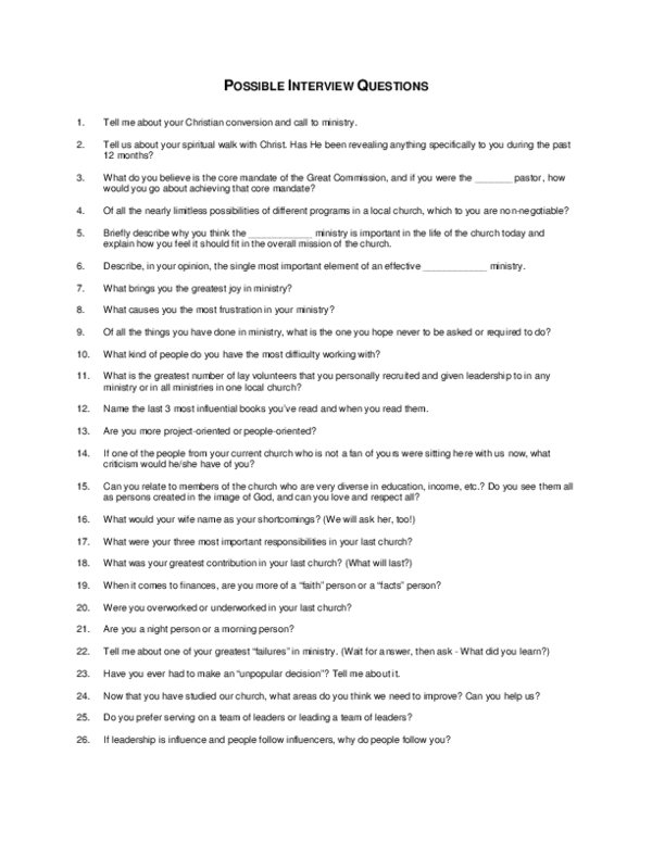 (PDF) Possible Interview Questions