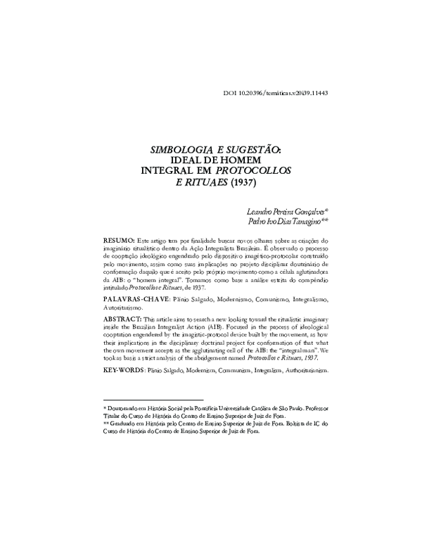 (PDF) Simbologia e Sugestão: ideal de Homem Integral em Protocollos e ...