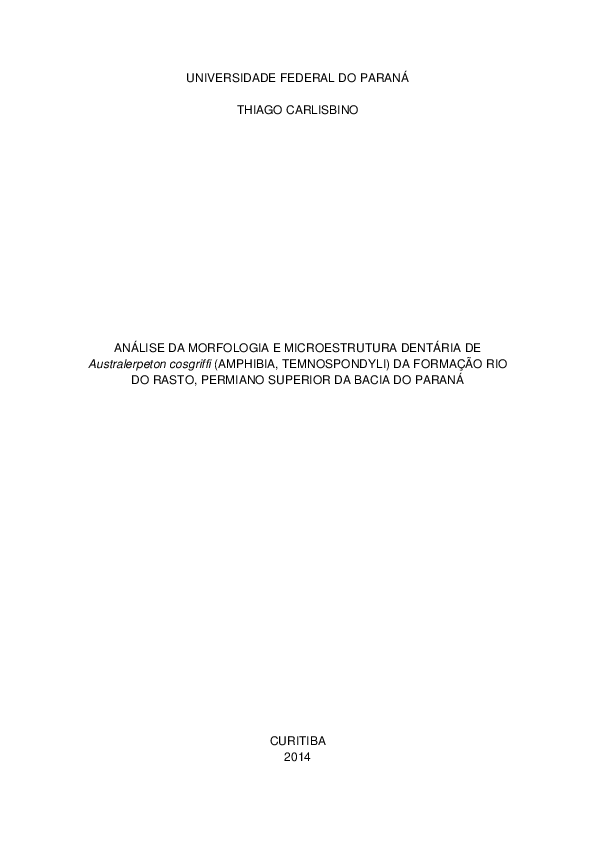 (PDF) Análise da morfologia e microestrutura dentária de Australerpeton ...