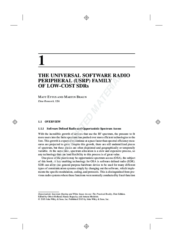 (PDF) The Universal Software Radio Peripheral (USRP) Family of Low-Cost ...