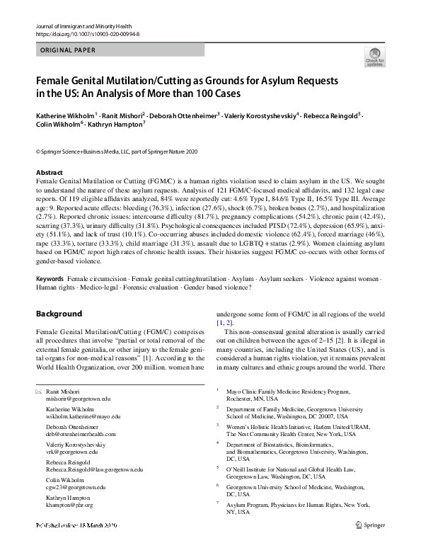 (PDF) Female Genital Mutilation/Cutting as Grounds for Asylum Requests ...