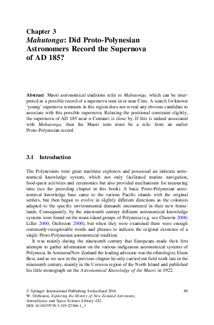 (PDF) Mahutonga: Did Proto-Polynesian Astronomers Record the Supernova ...