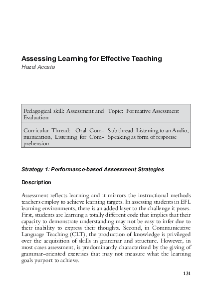 (PDF) Assessing Learning for Effective Teaching