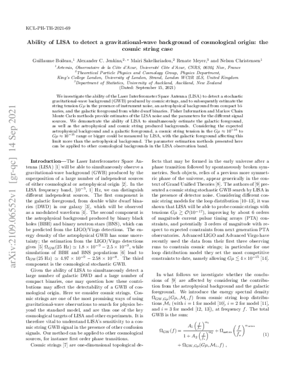 Pdf Ability Of Lisa To Detect A Gravitational Wave Background Of Cosmological Origin The