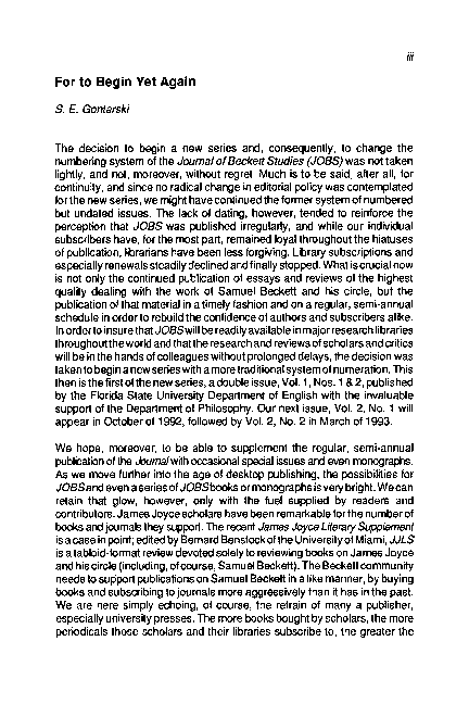 (PDF) For to Begin Yet Again