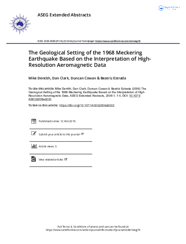 (PDF) The Geological Setting of the 1968 Meckering Earthquake Based on ...
