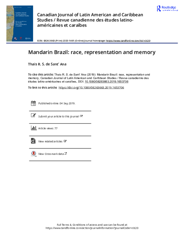 (PDF) Mandarin Brazil: race, representation and memory