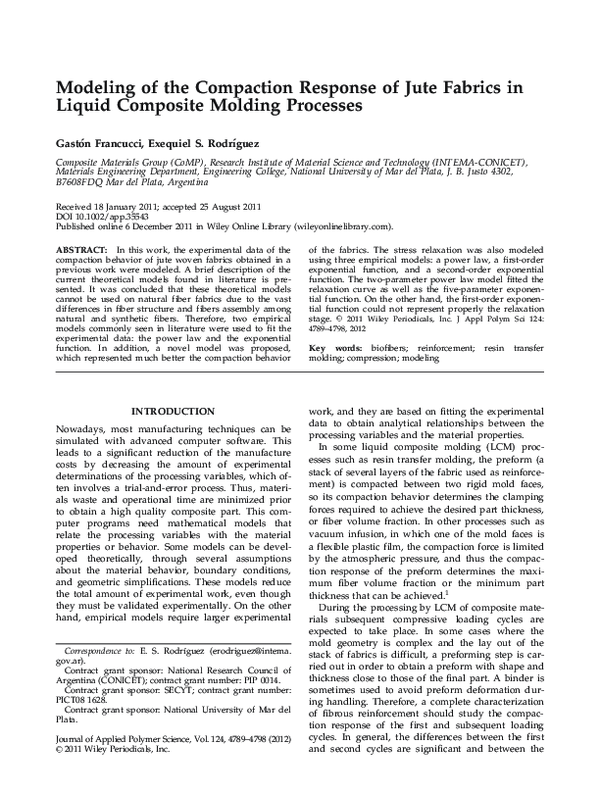 (PDF) Modeling of the compaction response of jute fabrics in liquid ...