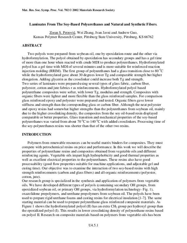 (PDF) Laminates From The Soy-Based Polyurethanes and Natural and ...