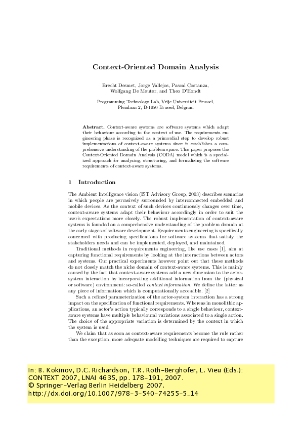 (PDF) Context-Oriented Domain Analysis