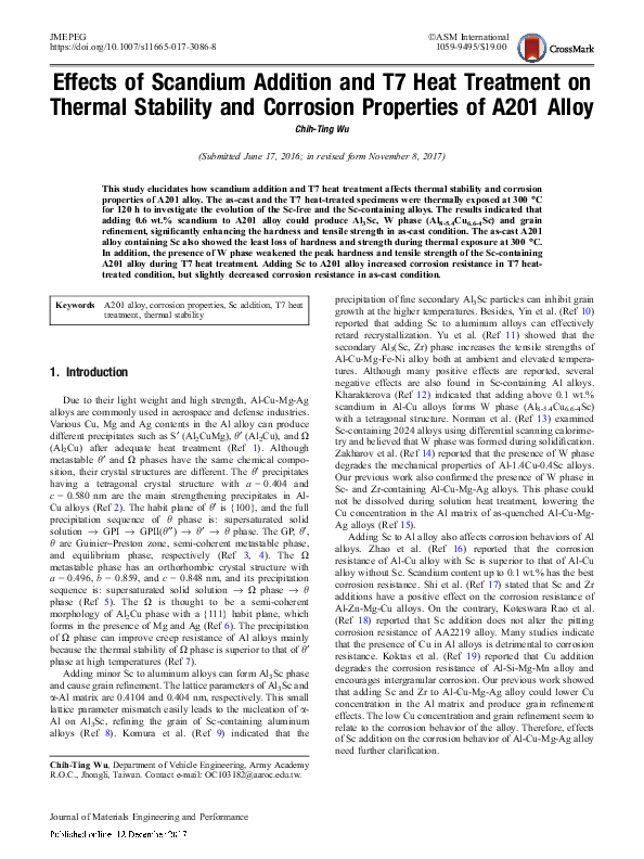 (PDF) Effects of Scandium Addition and T7 Heat Treatment on Thermal ...