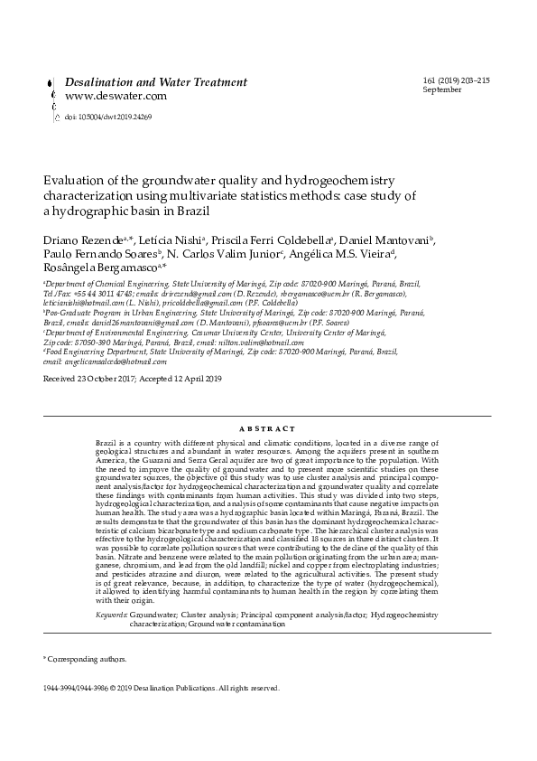 (PDF) Evaluation of the groundwater quality and hydrogeochemistry characterization using ...