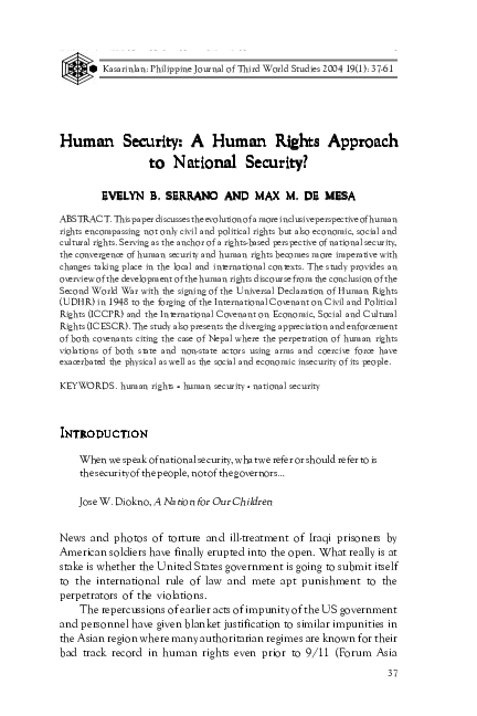 (PDF) Human Security: A Human Rights Approach to National Security?