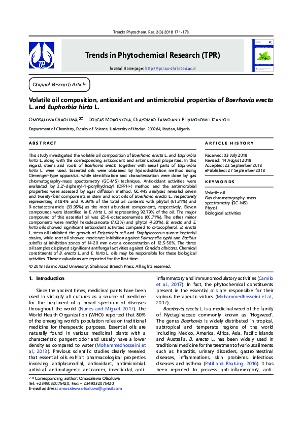 (PDF) Trends in Phytochemical Research (TPR | Omosalewa Olaoluwa ...