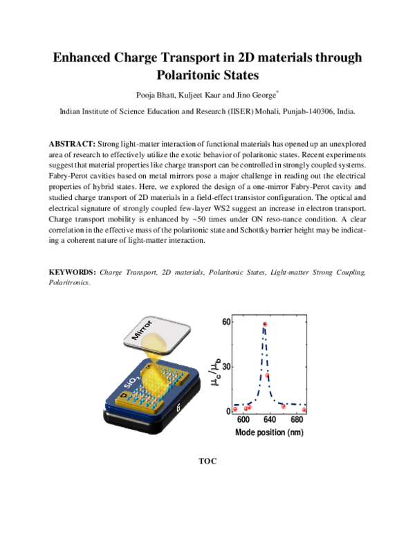 (PDF) Enhanced Charge Transport in 2D Polaritonic States