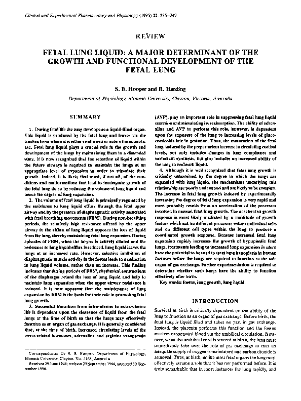 (PDF) Fetal Lung Liquid: A Major Determinant of the Growth and ...