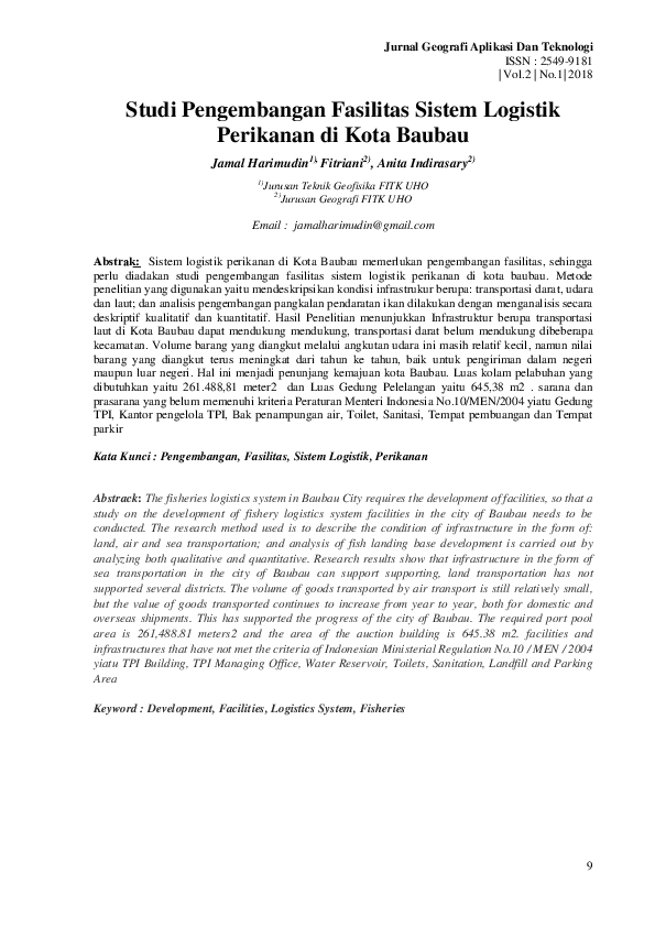 (PDF) Studi Pengembangan Fasilitas Sistem Logistik Perikanan di Kota Baubau