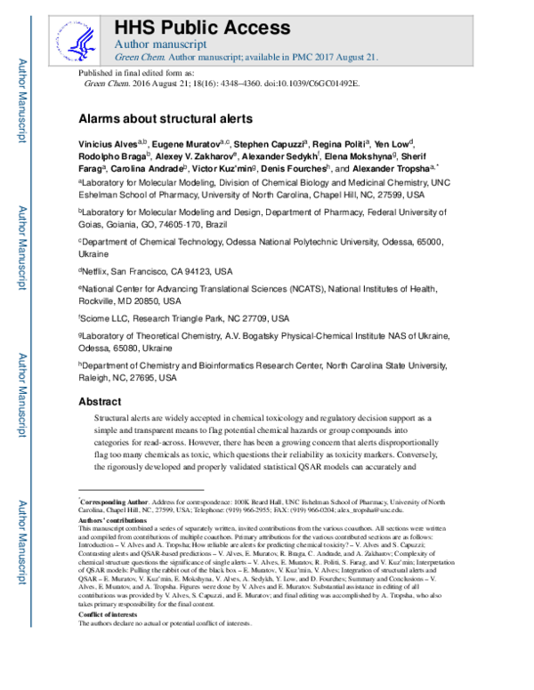 (PDF) Alarms about structural alerts