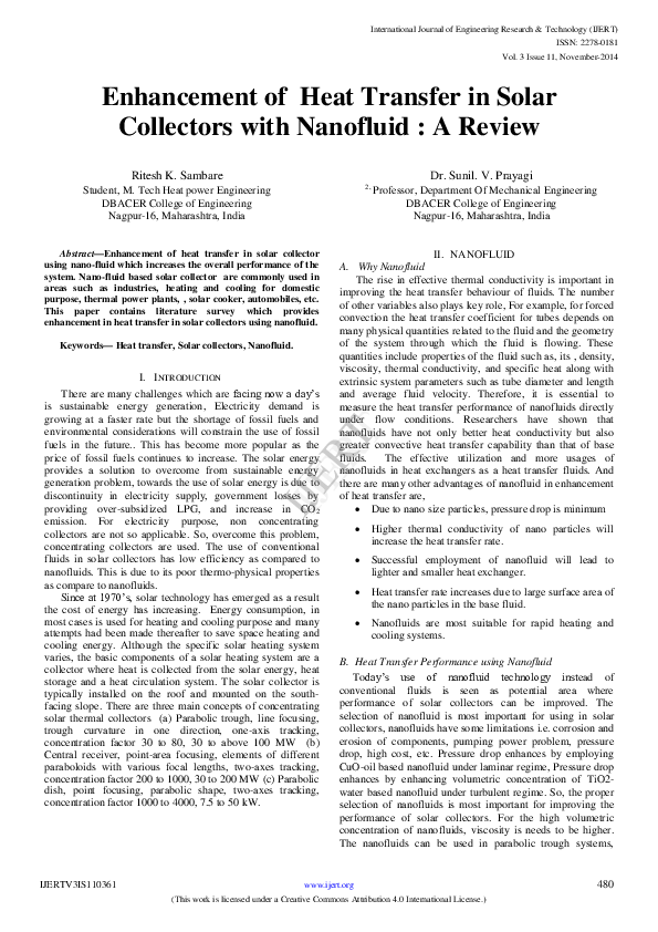 (PDF) Enhancement of Heat Transfer in Solar Collectors with Nanofluid ...