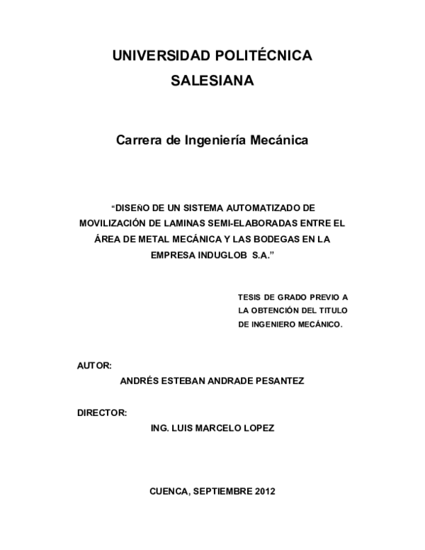 (PDF) Diseño de un sistema automatizado de movilización de láminas semi ...
