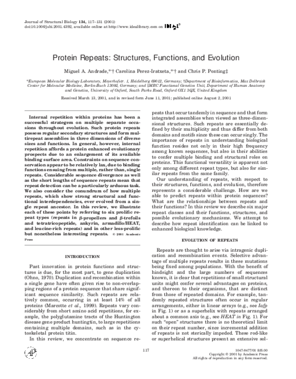 Protein Repeats: Structures, Functions, and Evolution
