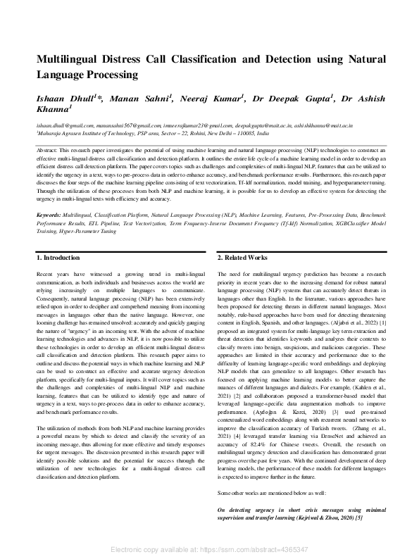 (PDF) Multilingual Distress Call Classification and Detection using ...