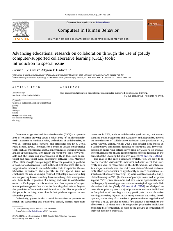 Pdf Advancing Educational Research On Collaboration Through The Use