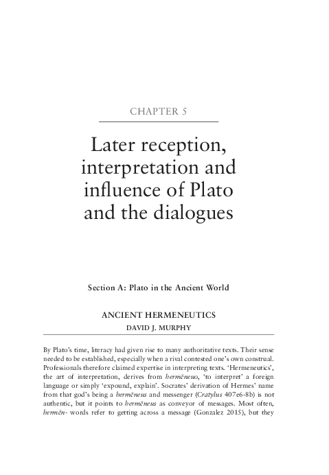 (PDF) Later reception, interpretation and influence of plato and the ...