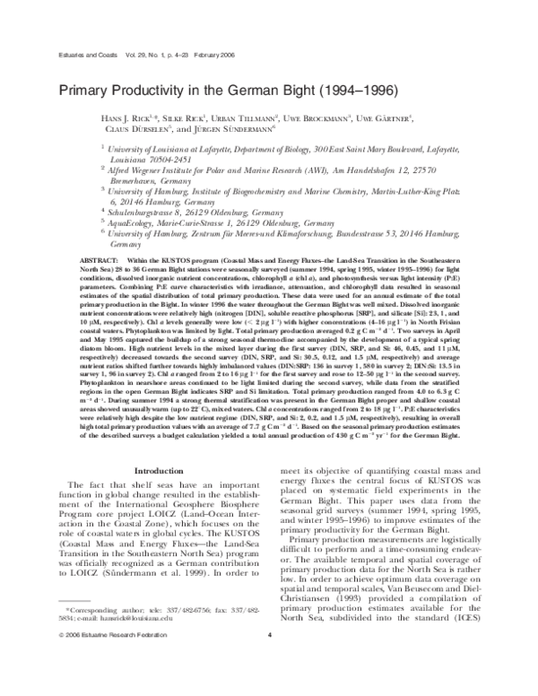 (PDF) Primary productivity in the German Bight (1994–1996)