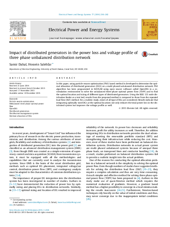 Pdf Impact Of Distributed Generators In The Power Loss And Voltage Profile Of Three Phase