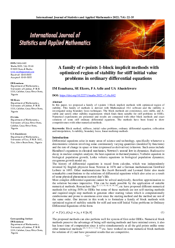 (PDF) A family of r-points 1-block implicit methods with optimized ...