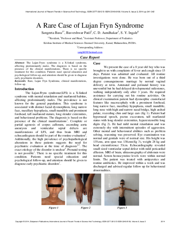 (PDF) A Rare Case of Lujan Fryn Syndrome | Dr. C. D. Aundhakar ...