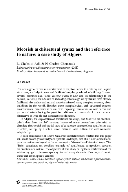 (PDF) Moorish architectural syntax and the reference to nature: a case ...