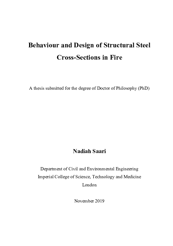 (PDF) Behaviour and design of structural steel cross-sections in fire