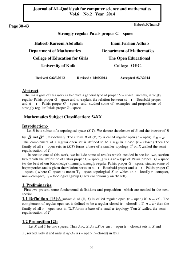 (PDF) Strongly regular Palais proper G-space