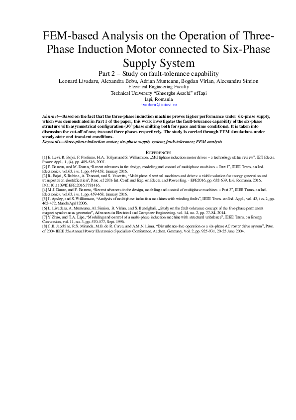 (PDF) FEM-based analysis on the operation of three-phase induction motor connected to six-phase ...