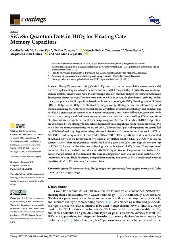 (PDF) SiGeSn Quantum Dots in HfO2 for Floating Gate Memory Capacitors