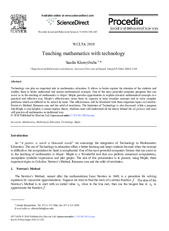 (PDF) Teaching mathematics with technology
