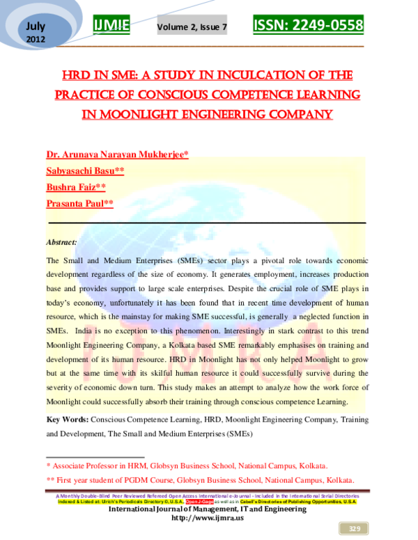 (PDF) Conscious Competence in Moonlight Engineering's HRD