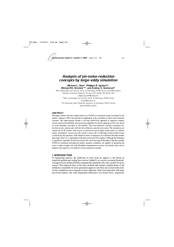 (PDF) Analysis of jet-noise-reduction concepts by large-eddy simulation