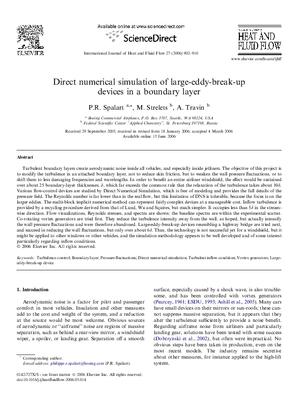 (PDF) Direct numerical simulation of large-eddy-break-up devices in a boundary layer | Michael ...
