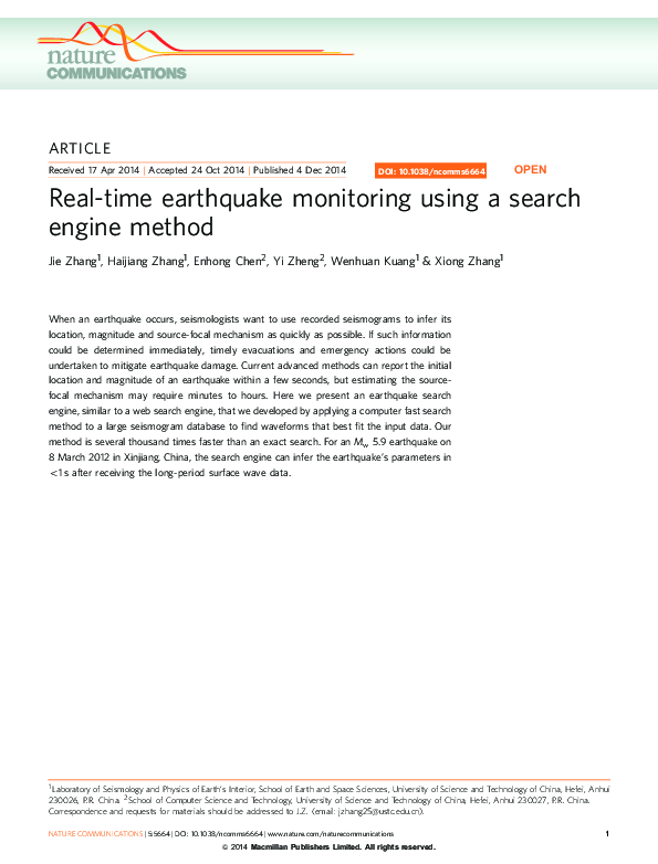 (PDF) Real-time earthquake monitoring using a search engine method