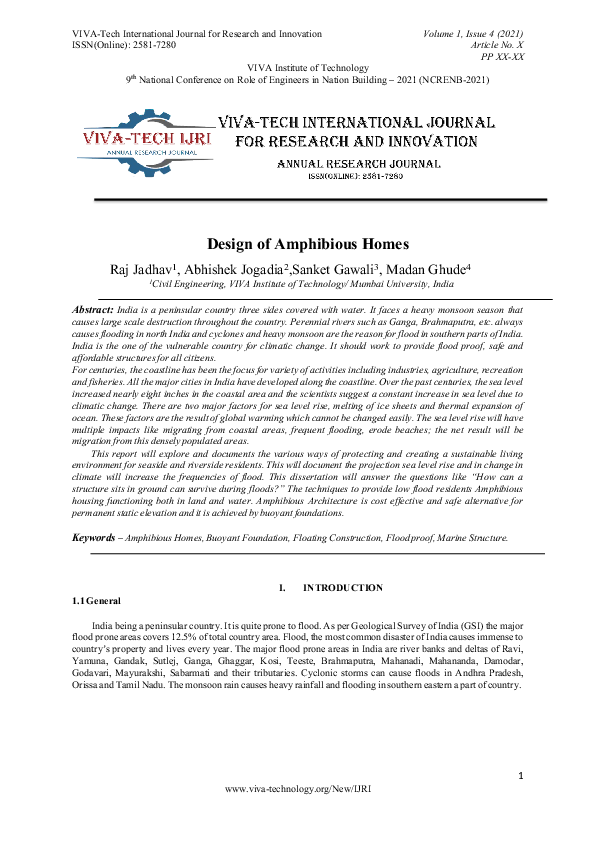 (PDF) Design of Amphibious Homes
